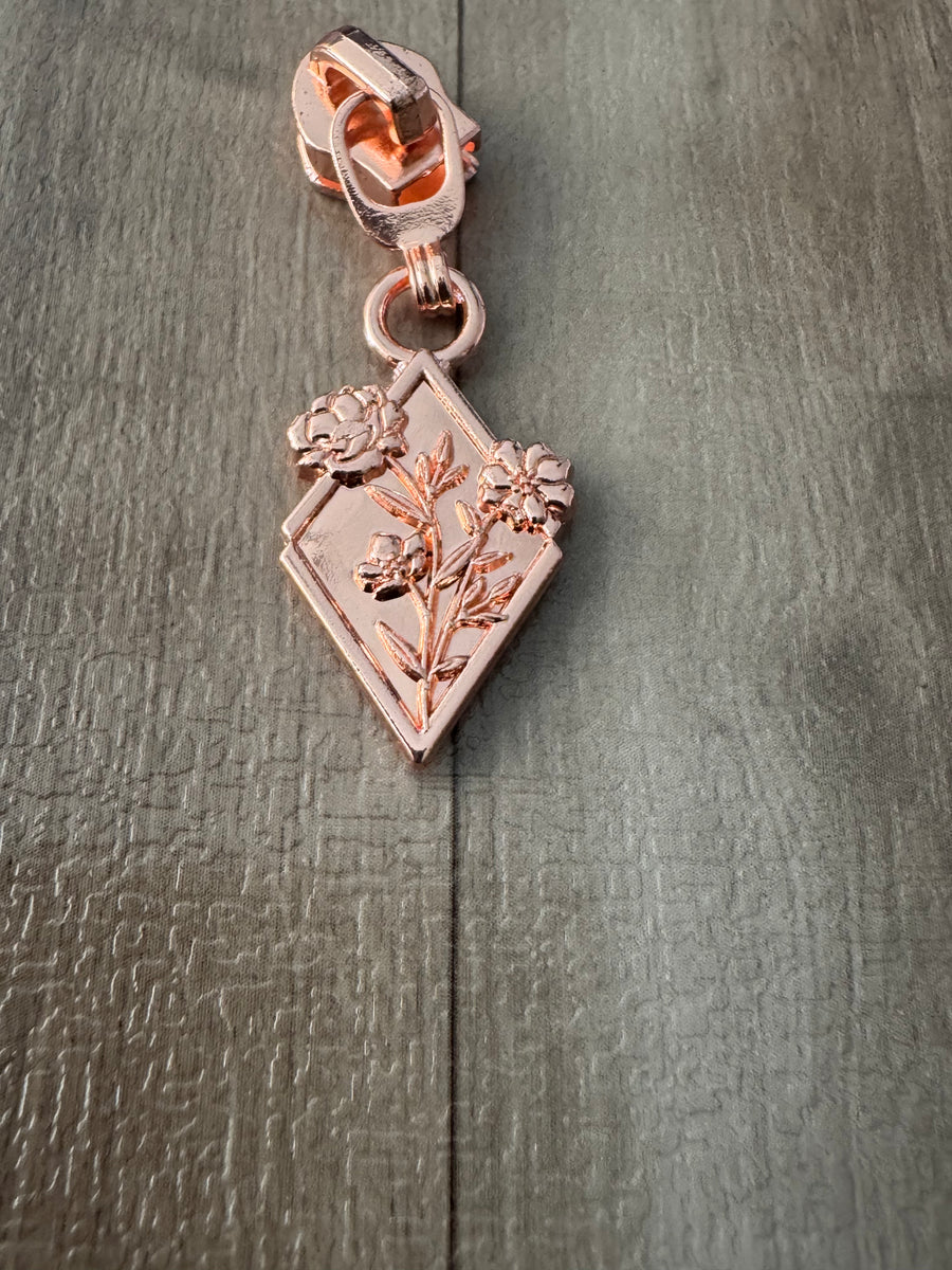 Floral Diamond Zipper Pull - Exclusive Design – Online Bag Supplies